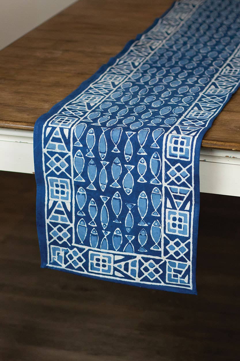 Indigo Fish Table Runner – Maine Pottery Co.